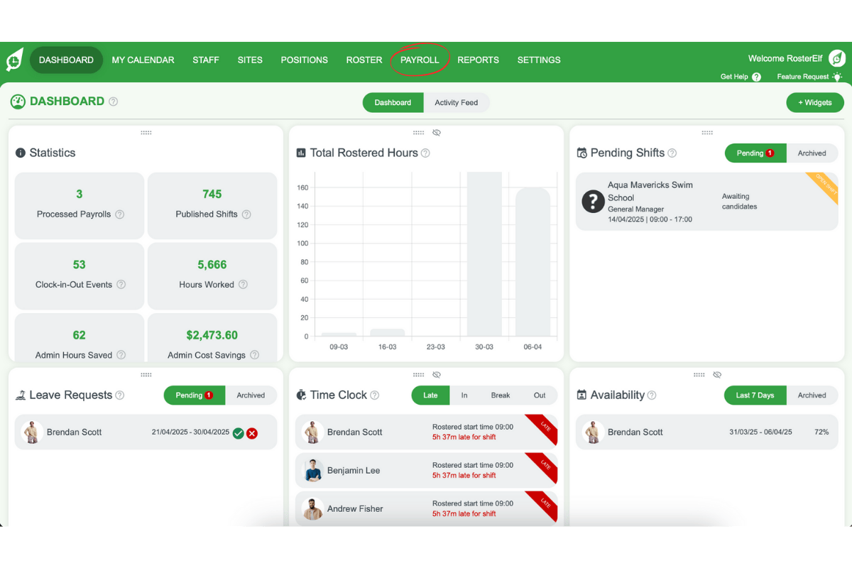 Export timesheets for MYOB | RosterElf Support