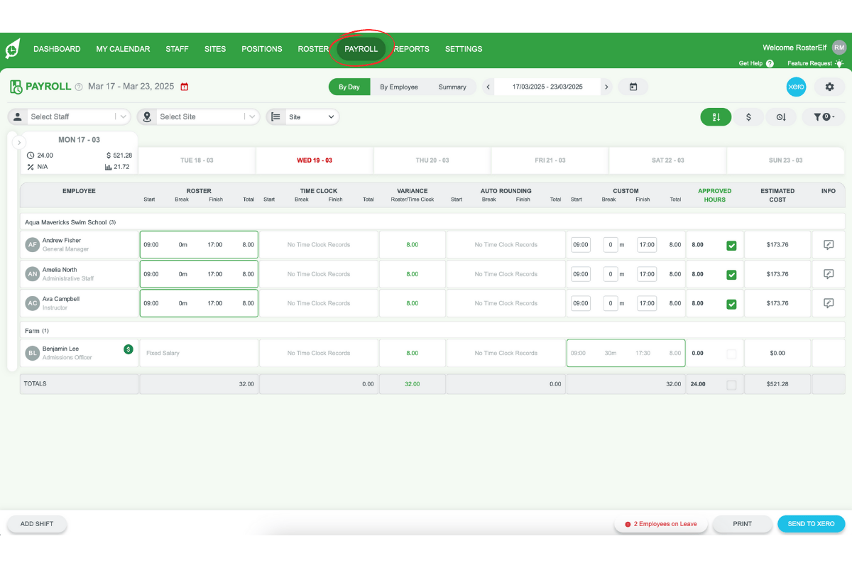 How to set up monthly payroll (CSV) | RosterElf Support