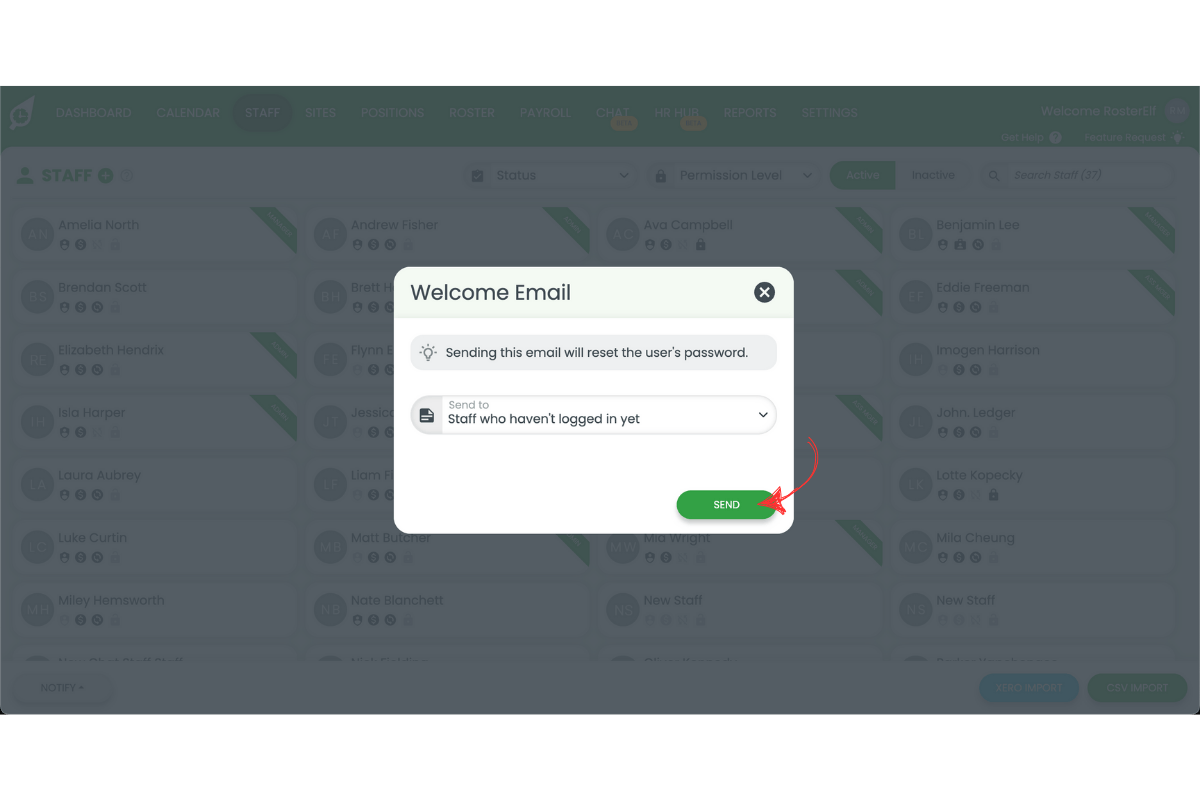 Invite staff to activate RosterElf accounts | RosterElf Support